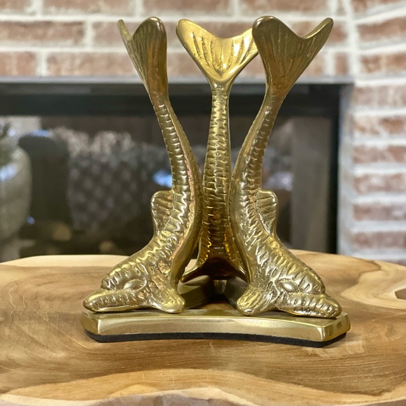 Other | Vintage Brass Dolphin Stand For Sphere Orb Display | Poshmark